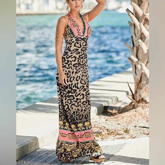 VENUS | Dresses | Venus Plus Size Boho Gaudy Beach Eclectic Leopard ...